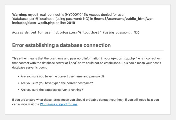 Troubleshooting the WordPress "Error Establishing Database Connection" - Shipilin.com